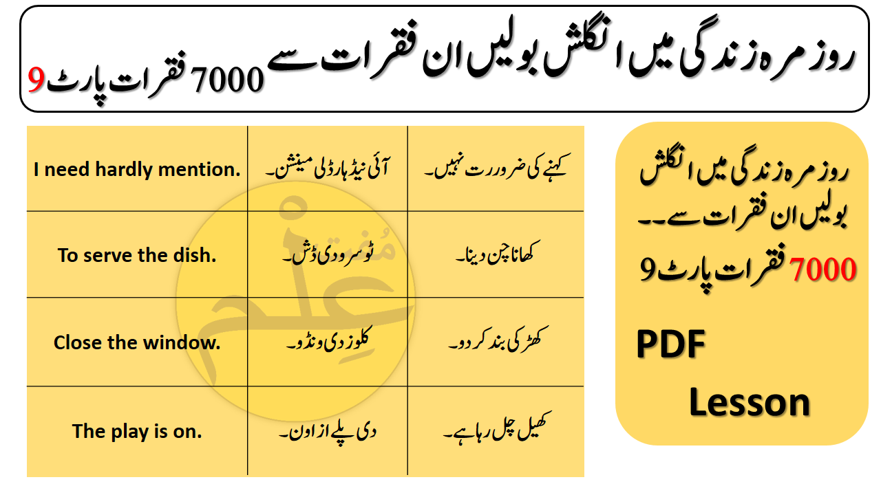 Daily use English sentences in Urdu Part 9 - muftilm