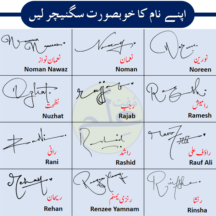 Handwritten Signatures Styles for your Name in Urdu - muftilm